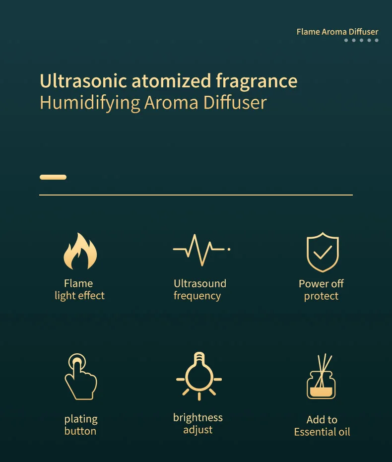 180ml Usb Essential Oil Diffuser Simulation Flame Ultrasonic Humidifier ...