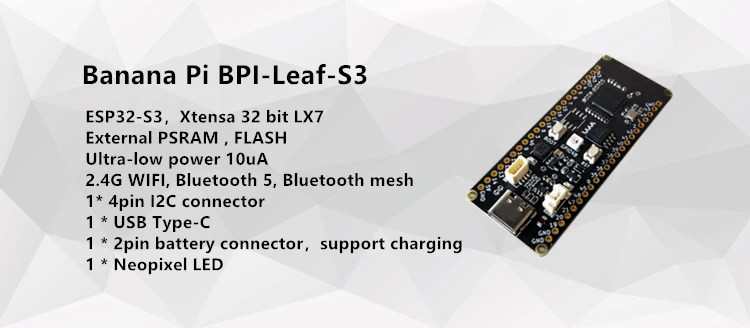 Esp32 S3 Cpu Banana Pi Bpi Leaf S3 Microcontroller Development Board Support In Packge Psram 2mb