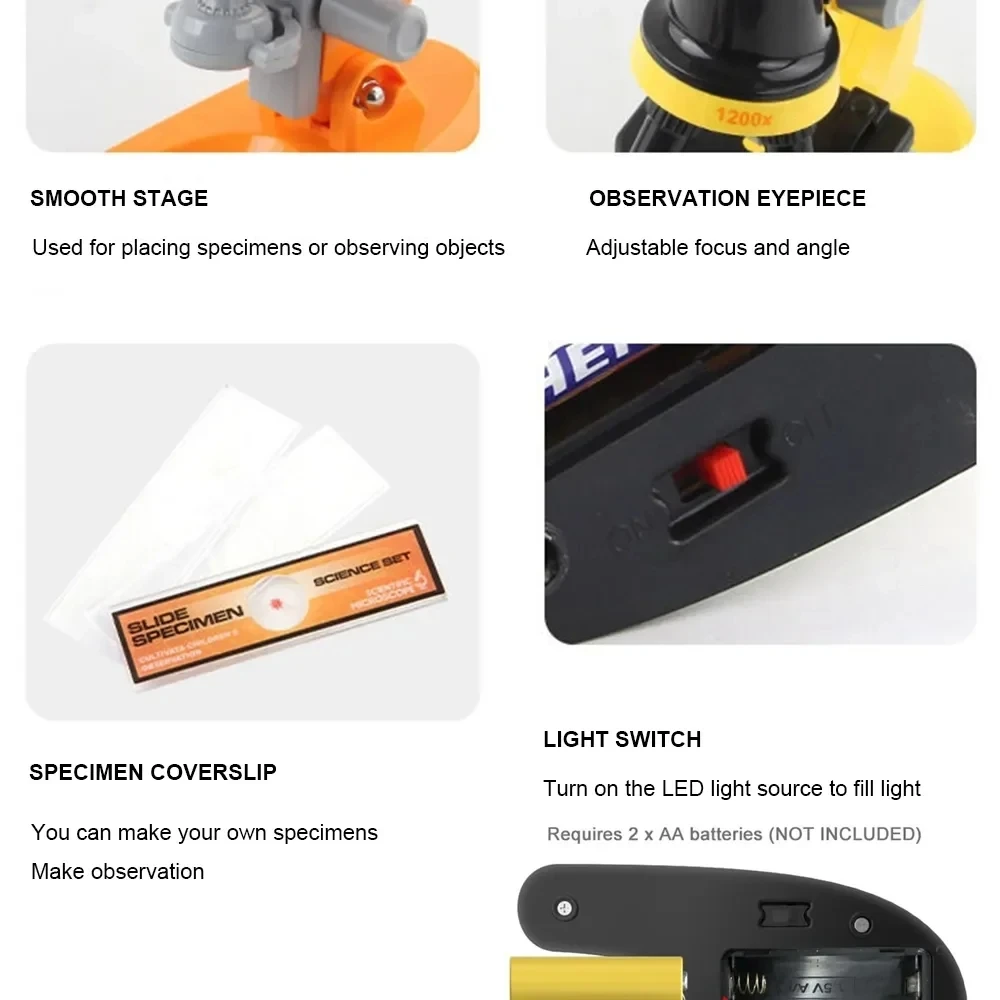 Laboratory LED 1200x School Science Experiment Kit Educational Toys ...