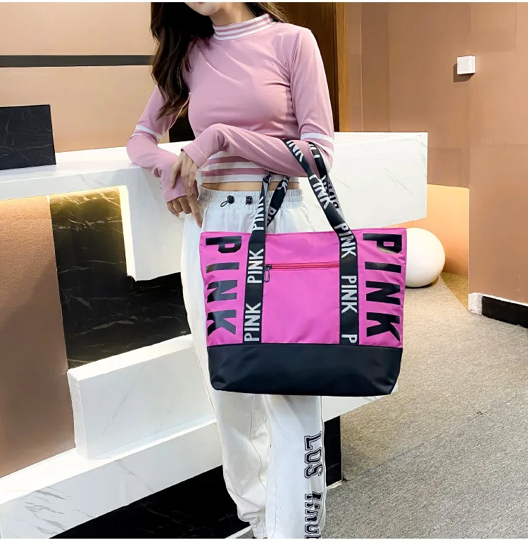 Pink Women's Large-capacity Lightweight Mommy Shopping Duffle Bag ...