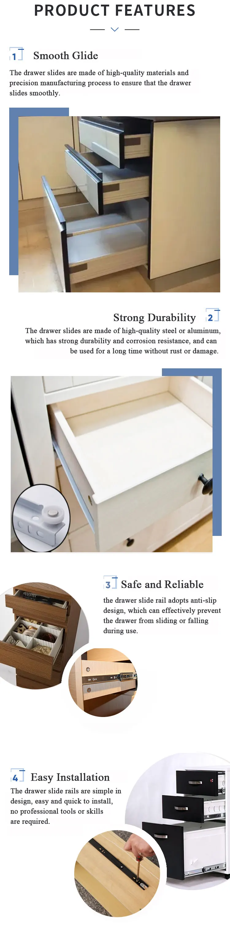 White Full Extension Nylon Wheel Drawer Runner Powder Coated Roller Fgv ...