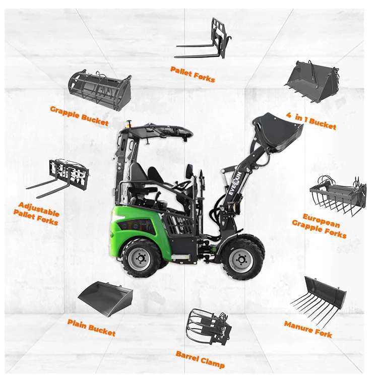 EVERUN ER08E Electric Wheel Loader - 800kg Rated Capacity, 2100mm Max ...