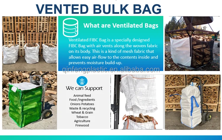 1m3 Bag Ventilated Plastic Containers for Firewood Packaging