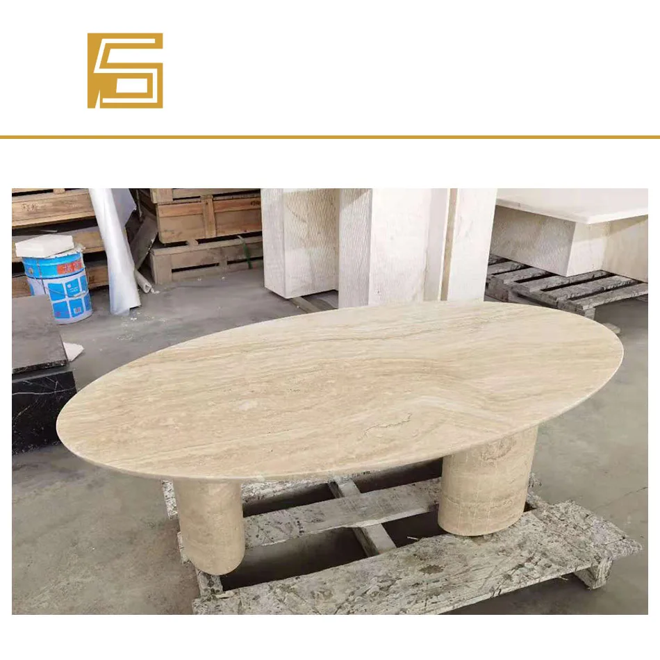 Travertine Dining Table - Modern Italian Natural Stone