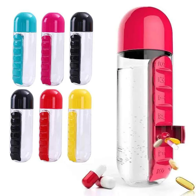 7 Days Pill Organizer Bottle Multi-function Bpa Free Plastic Water ...