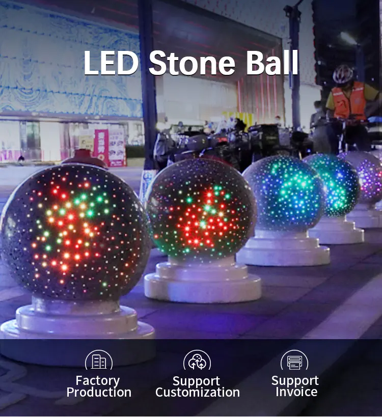 Luminous Obstacle Ball Parking Road Blocker Stone Bollard Outdoor ...