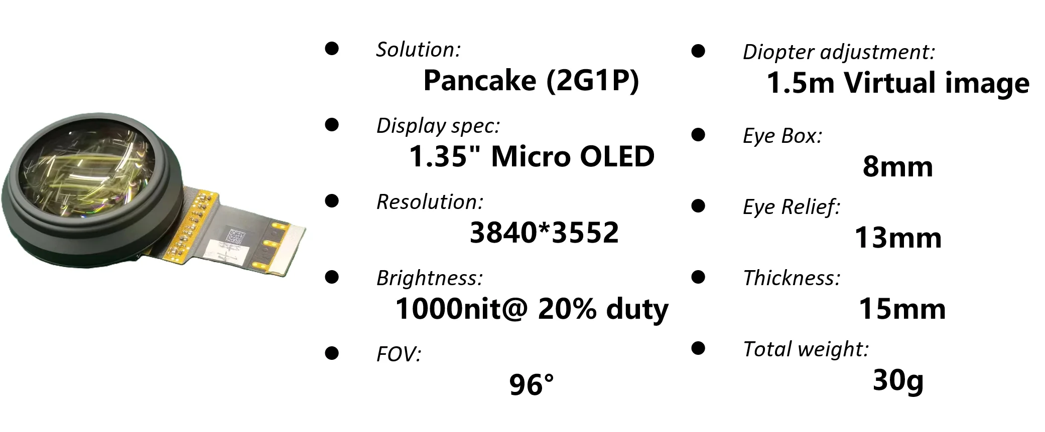 1.35inch Micro OLED Pancake Optical Module for VR MR