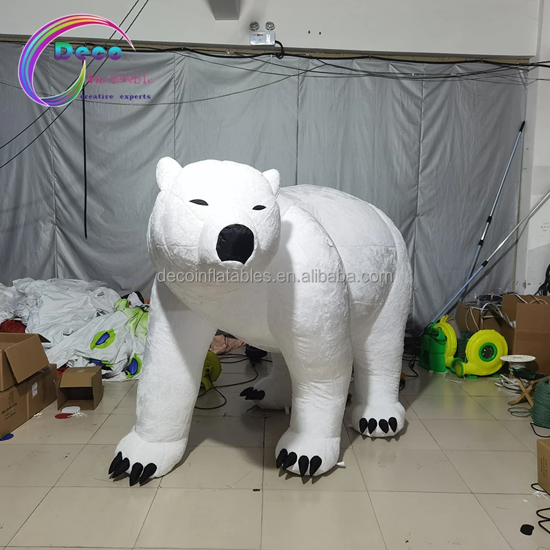 Lifelike Large Inflatable Polar Bear Mascot Balloon For Outdoor Night ...
