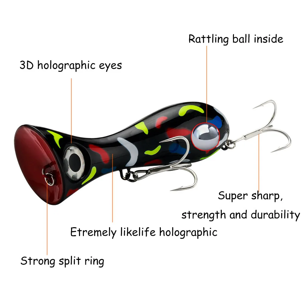 31G Floating Water Wave Climbing Bait 95mm Big Mouth Poppa Popper for ...