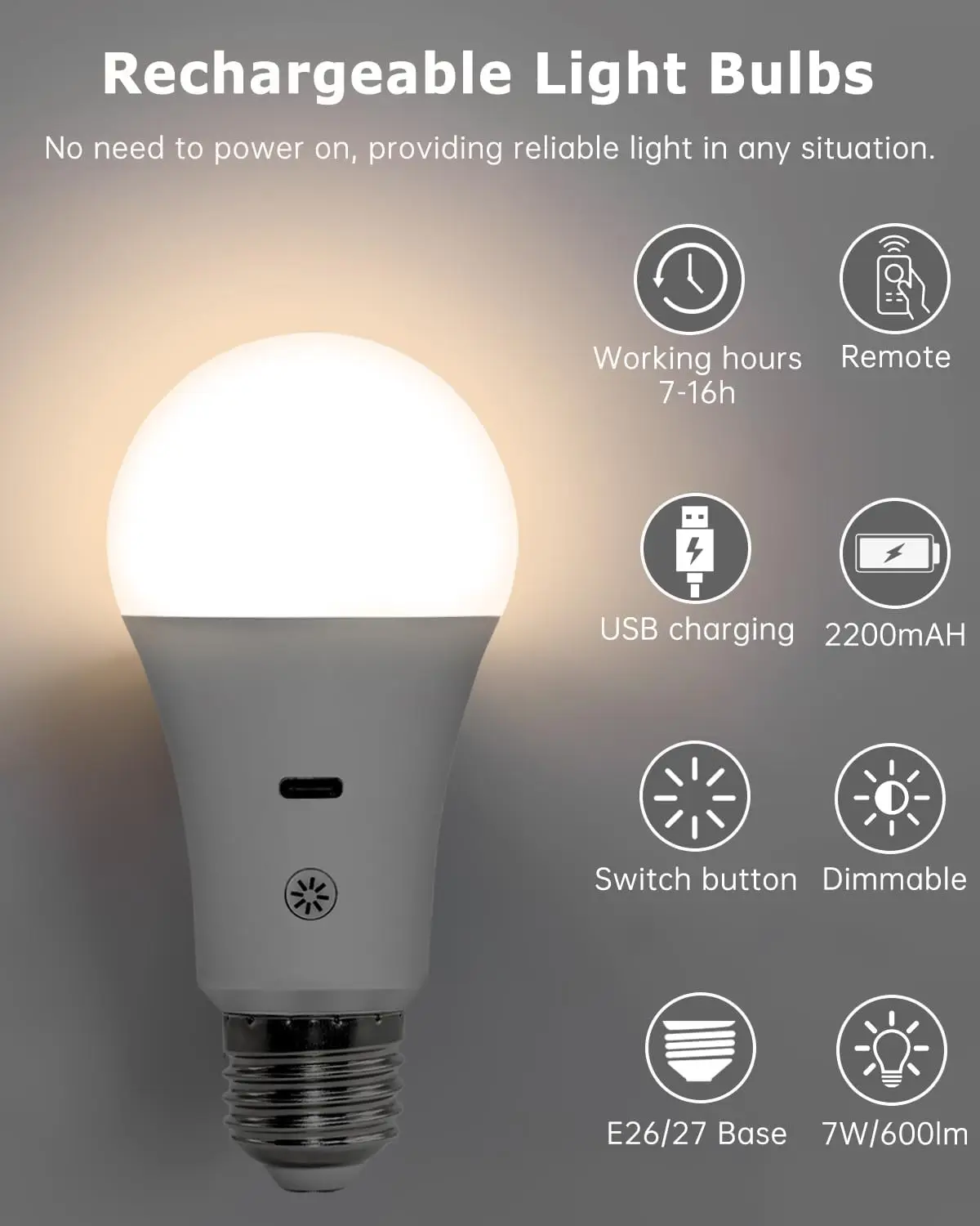 Rechargeable Light Bulbs with Remote - Reliable Emergency Lighting