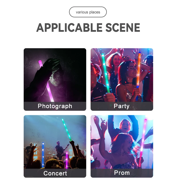 2023 Magic Rainbow Colorful Rgb Cheering Up Led Light Glowing Stick For ...