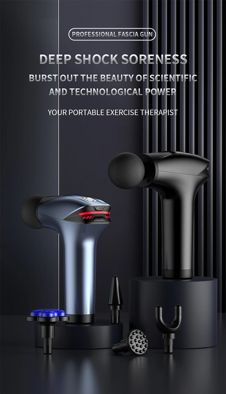 HB-001 Handheld Deep Tissue Massage Gun with Color Touch Screen