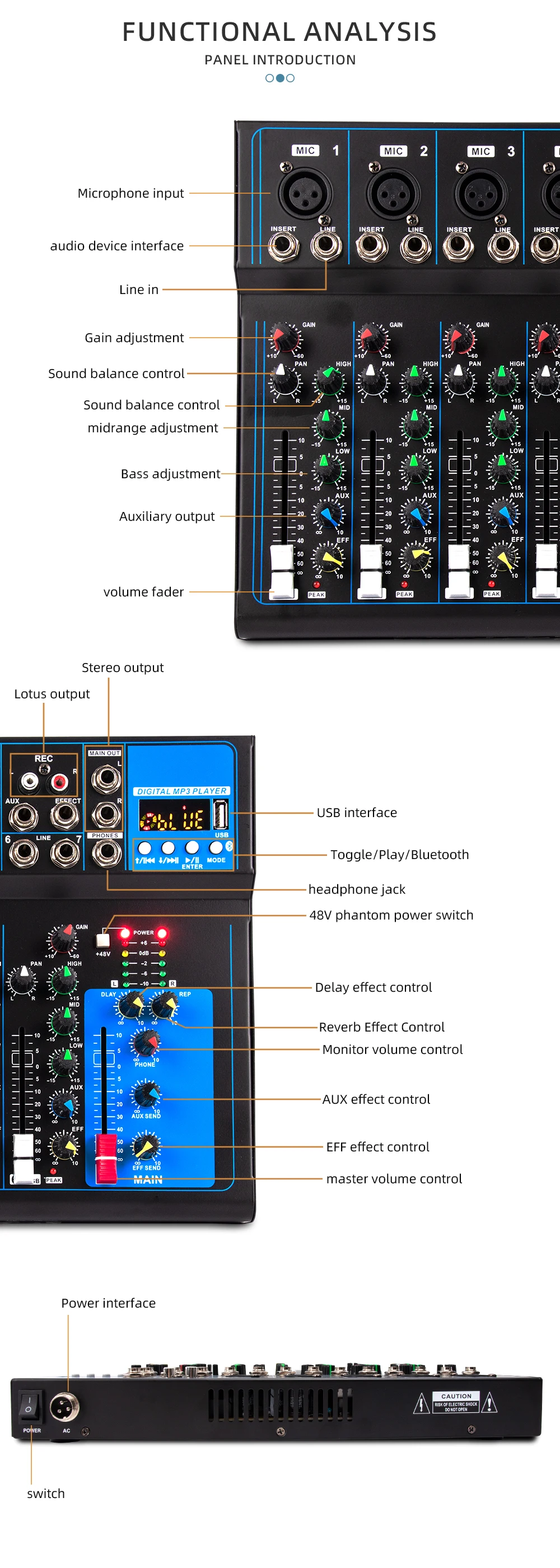 Factory Audio Recording Mixer Blue-tooths Usb Mixer Audio Ktv Stage Performance Mixing Console ...