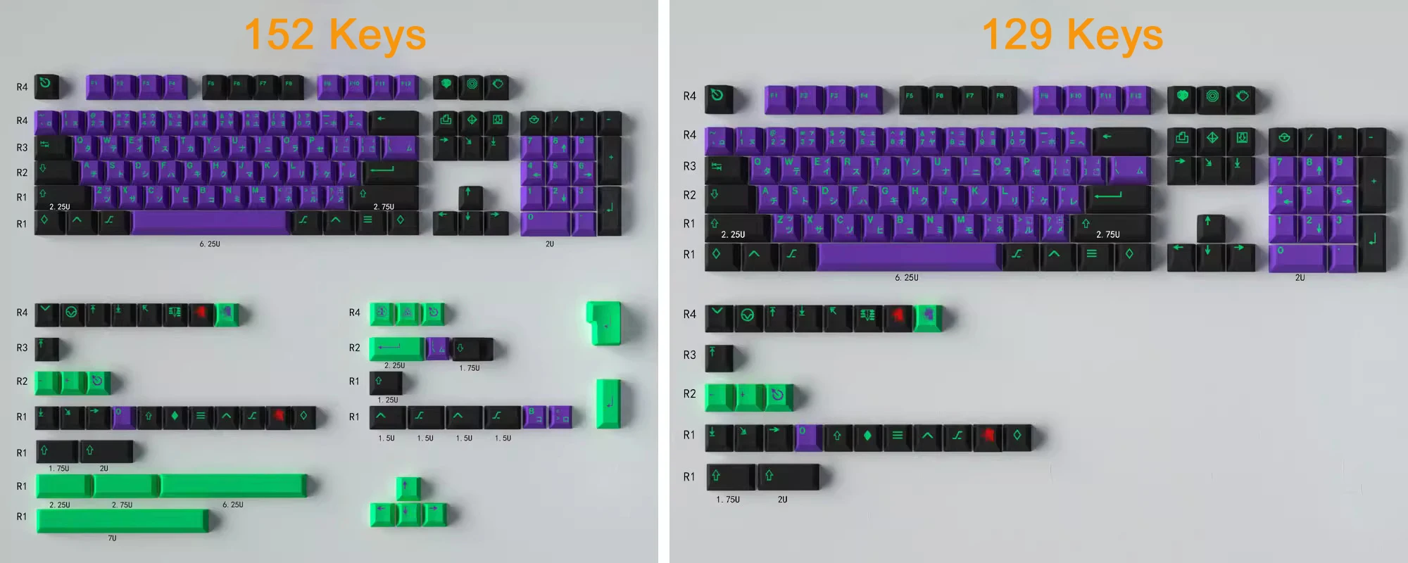 129 Keys DIY PBT Dye Sublimation Mechanical Keyboard Cherry Profile Keycaps