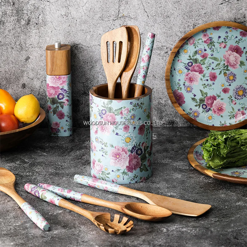 Woodsun Customization Kitchen Wooden Cutlery Basket Utensil Holder ...