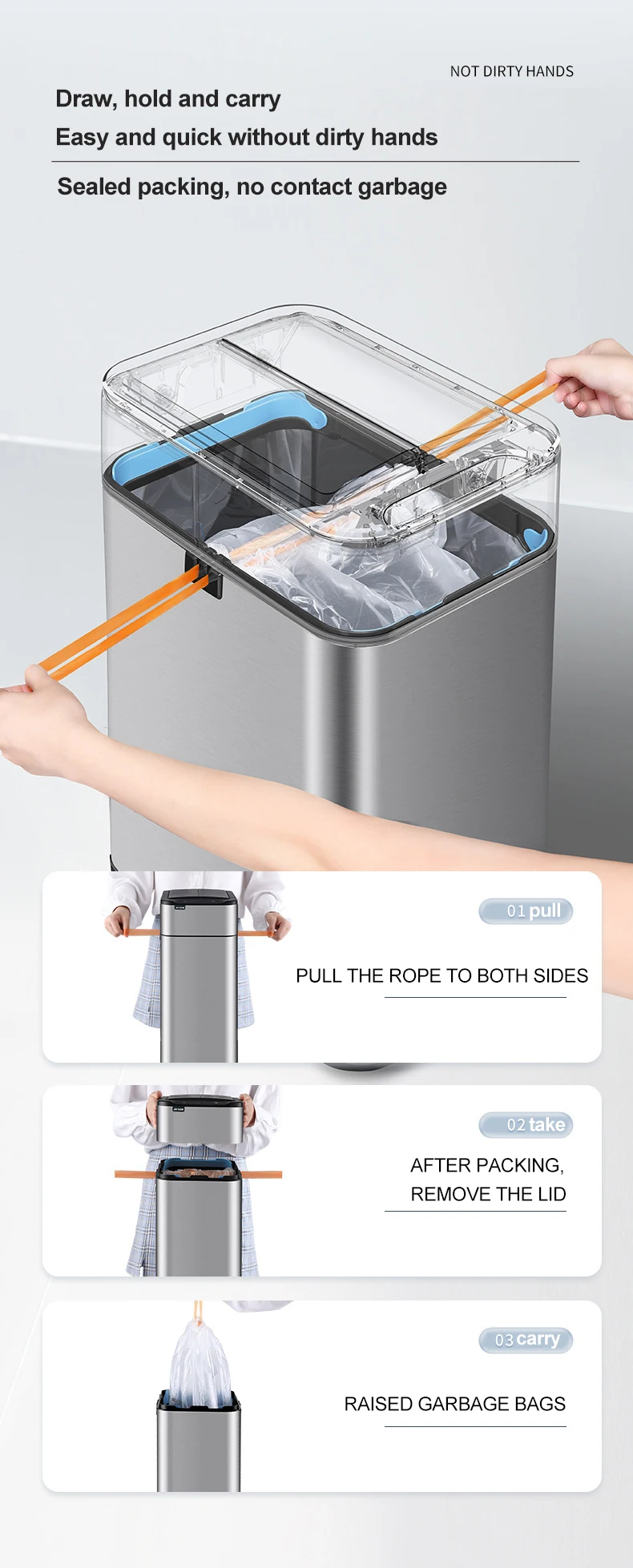 15l 30l Multiple Modes Smart Sensing Automatic Sensor Kitchen Trash Can / Touchless Stainless ...