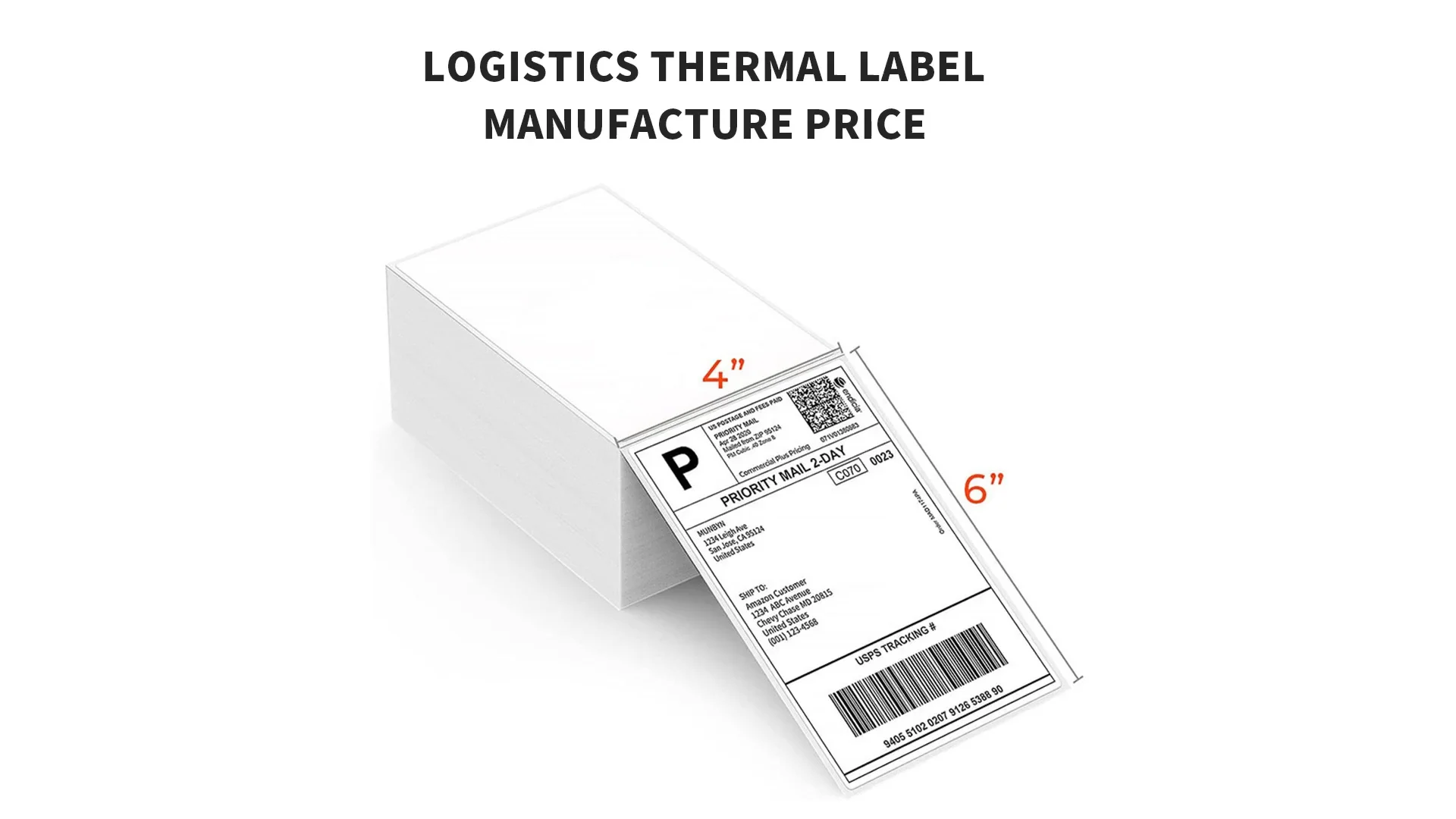 4" X 6" White Perforated Direct Thermal Address Shipping Thermal ...