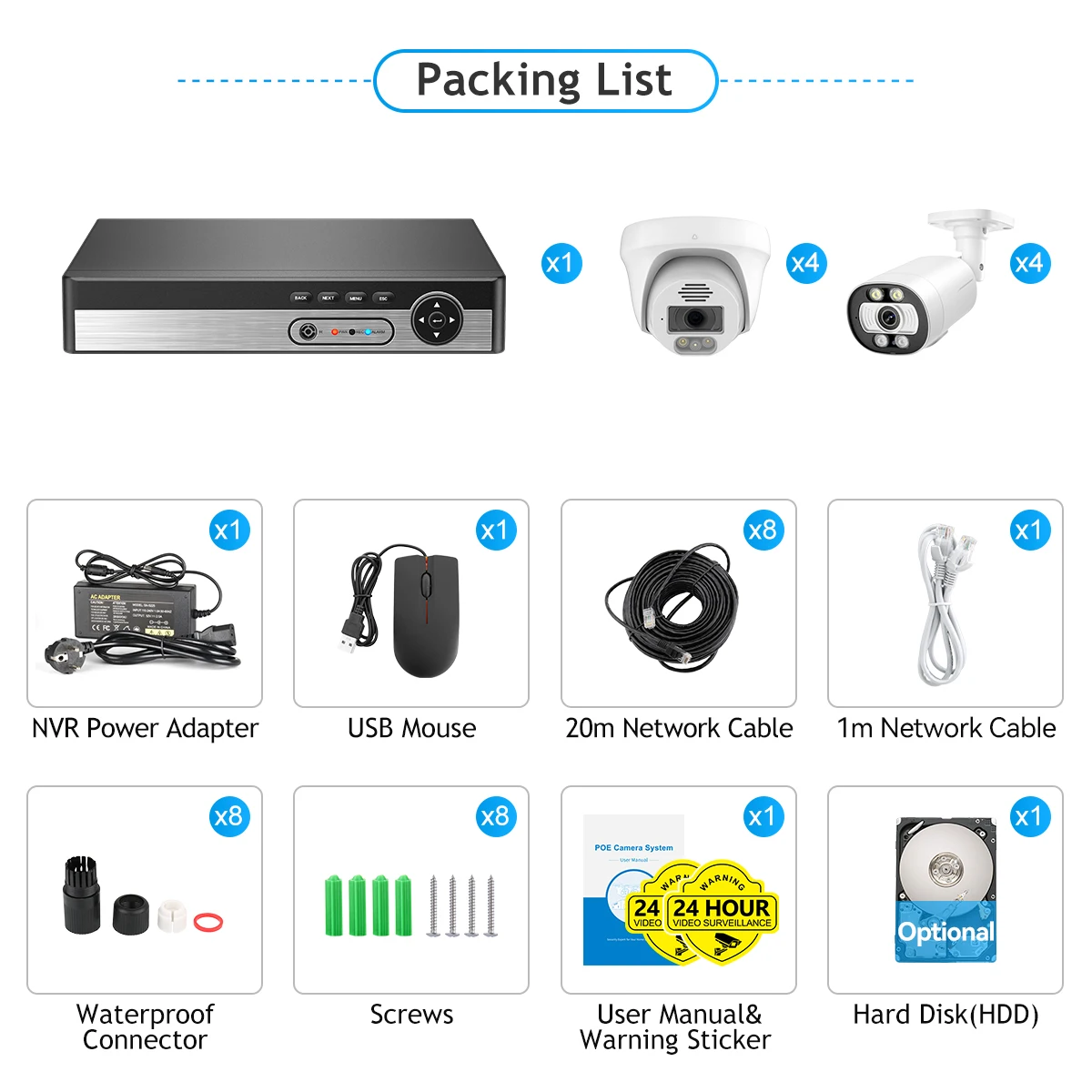 Vehicle Detection Security Camera System 4k 8ch 8mp Poe Cameras Two Way ...