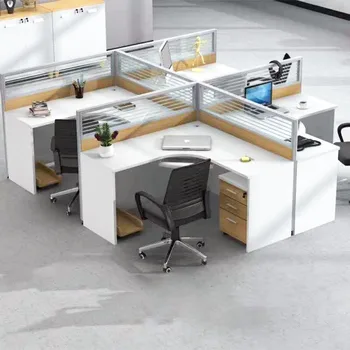 Office Modular Workstation 5 Person Office Desk 120 Degree Office Work ...