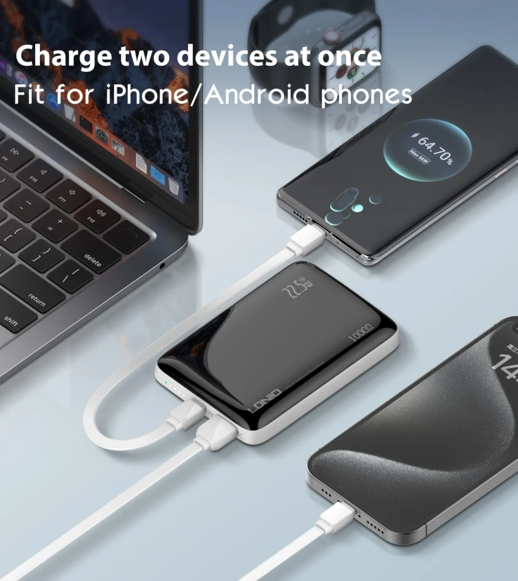 LDNIO PQ25 Portable 10000Mah Power Bank Vente a Chaud Double Usb Power Bank Charge Rapide 10000Mah Power Bank