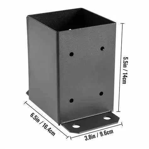 6X6 Post Base Deck Heavy Duty Metal Black Powder Coated Post Brackets ...