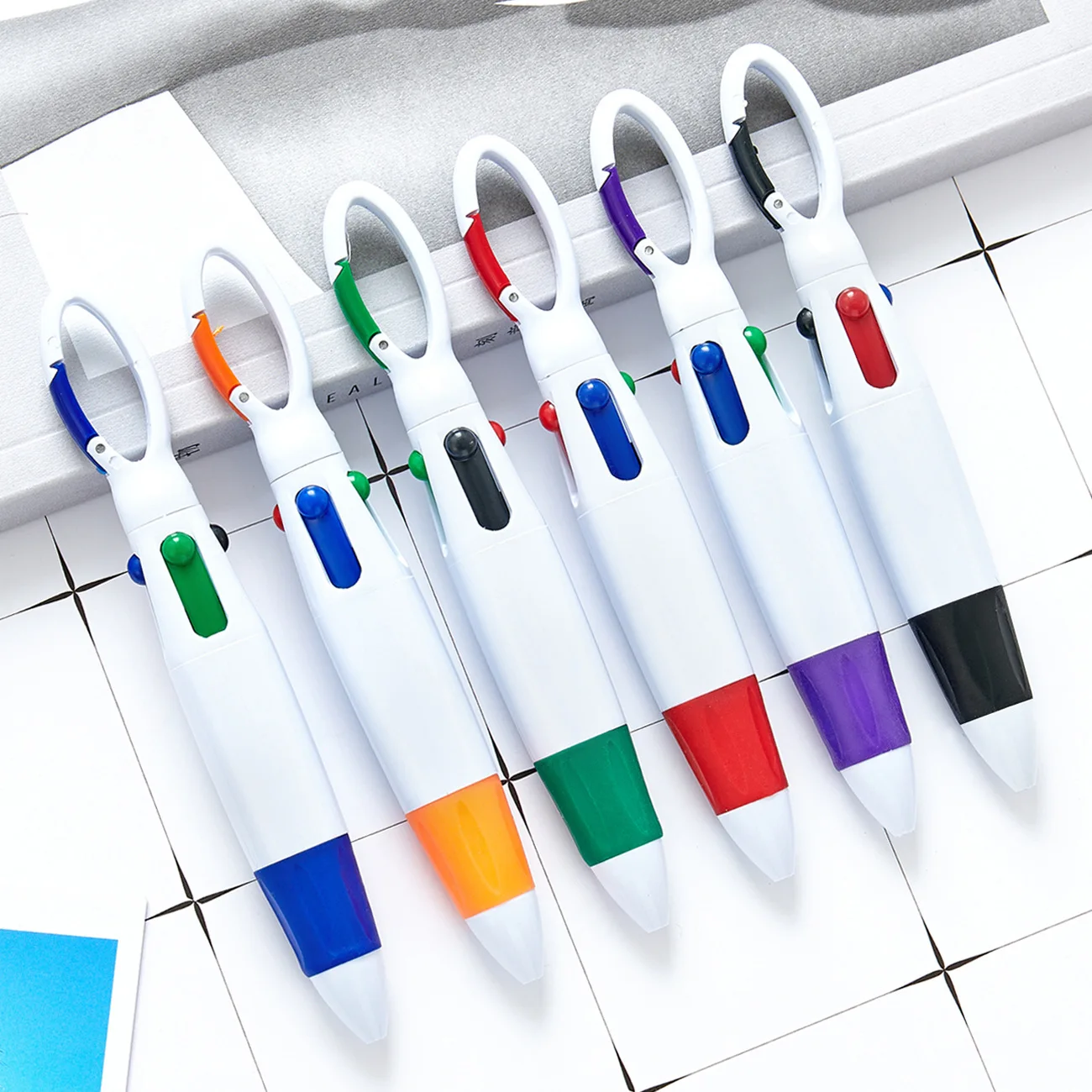 4-in-1 Carabiner Ballpoint Pens - Versatile & Promotional
