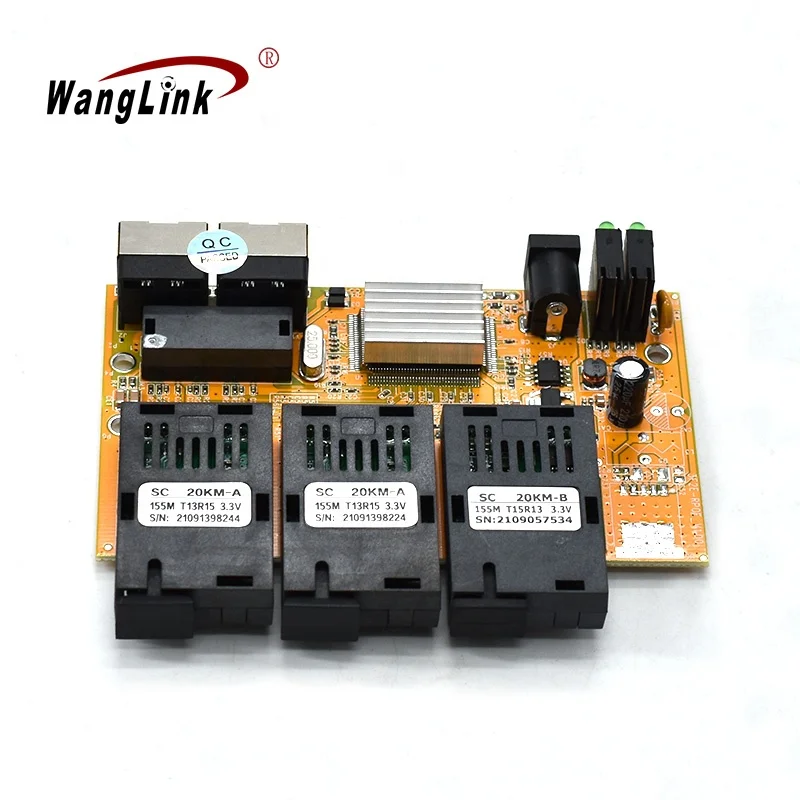 Wanglink 12v/24v 3f2e Passive Poe Media Converter Pcb 10/100m 3 Rj45 2 ...
