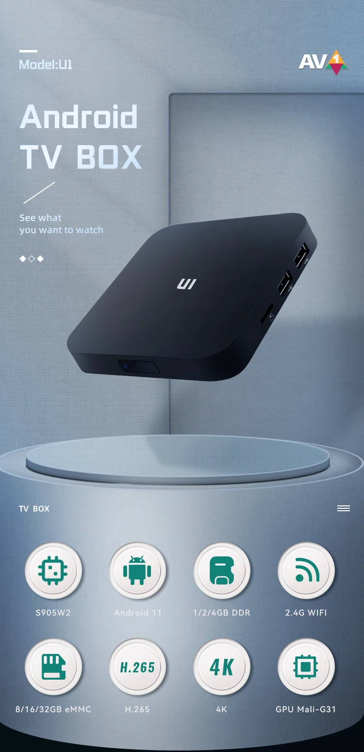 2024 4K Amlogic S905W Android 11.0 Smart TV Box - Customizable