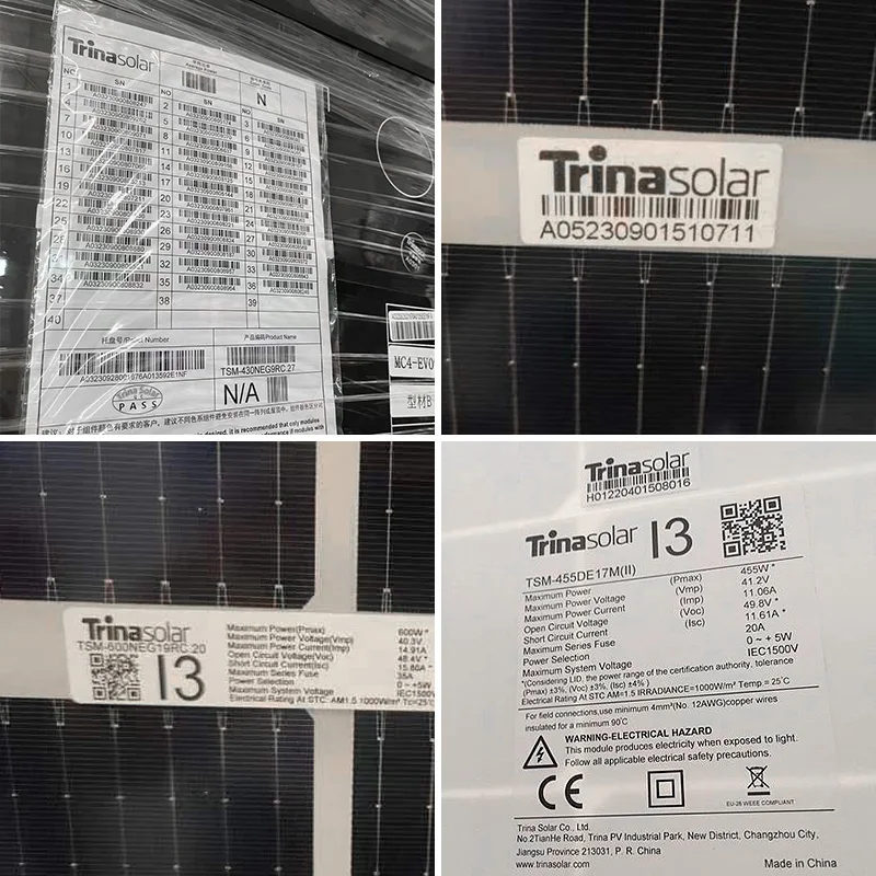 Trina Vertex+ Bifacial Dual Glass N Type Topcon 415w 420w 425w 430w 435w 440w 445w Black Solar ...