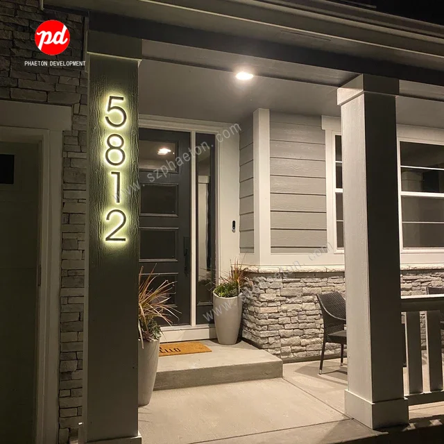 Modern Led House Number Sign Factory Custom Metal Door Number Glow in ...
