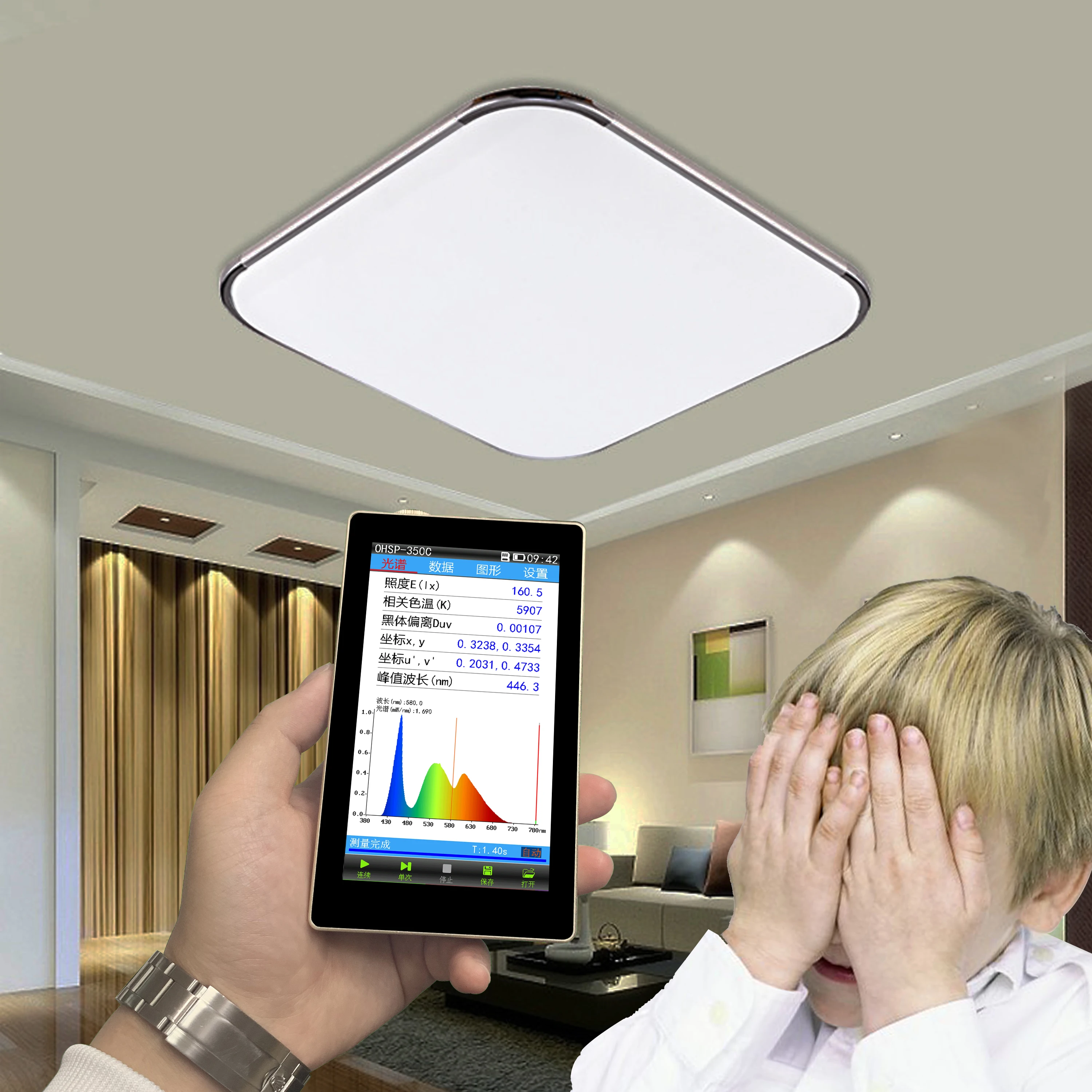 OHSP350 Basic Model Lux CCT CRI Meter Spectrometer with PC Software