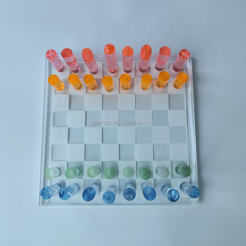 Multi Purpose Chess Crystal Glass Chess Set - Clear Board