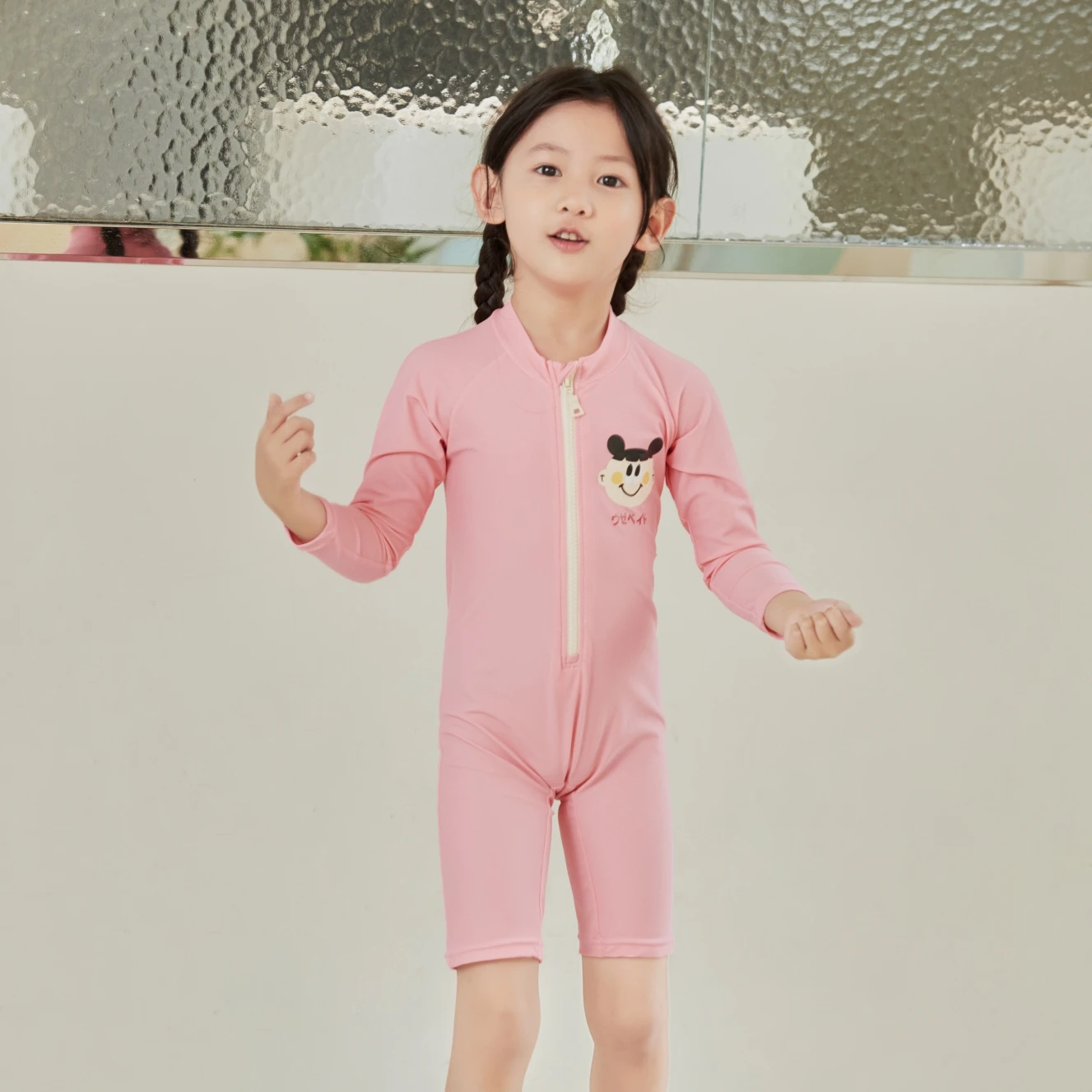 Bathing Suits One Piece Girl Beachwear Zip Up Bathing Suit Pink Color ...