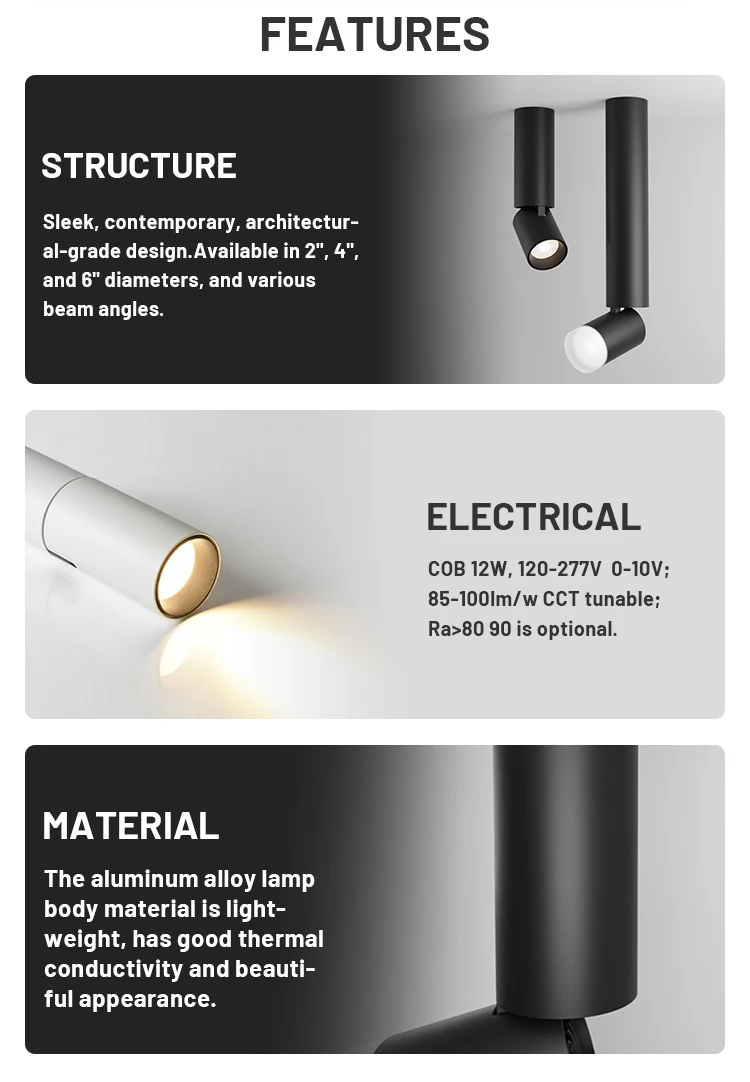 Brandon Aluminum Recessed Adjustable Downlight Dimmable Track Light Cob ...