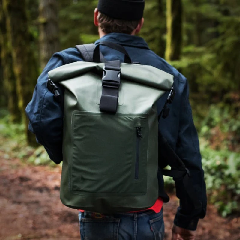 Custom Men Roll-Top PVC Dry Bag - Fully Waterproof Backpack