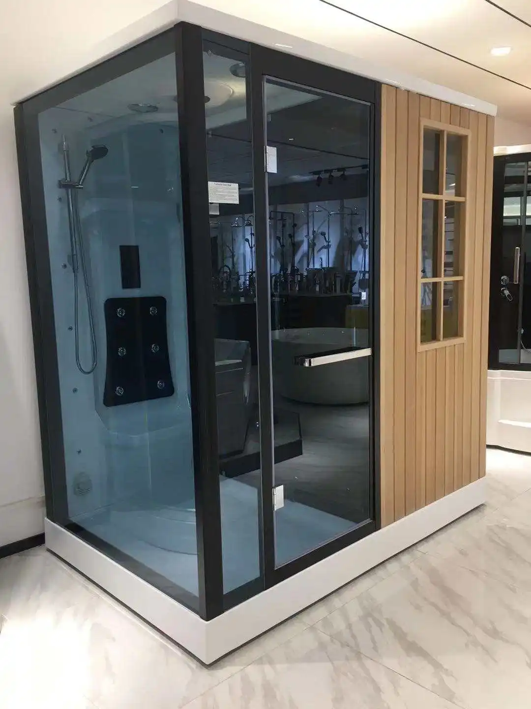Modern Indoor Bathroom Solid Wooden Steam Cabinet Sauna