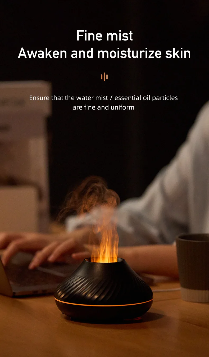 Volcanic Flame Aroma Diffuser - 130ml USB Portable Humidifier