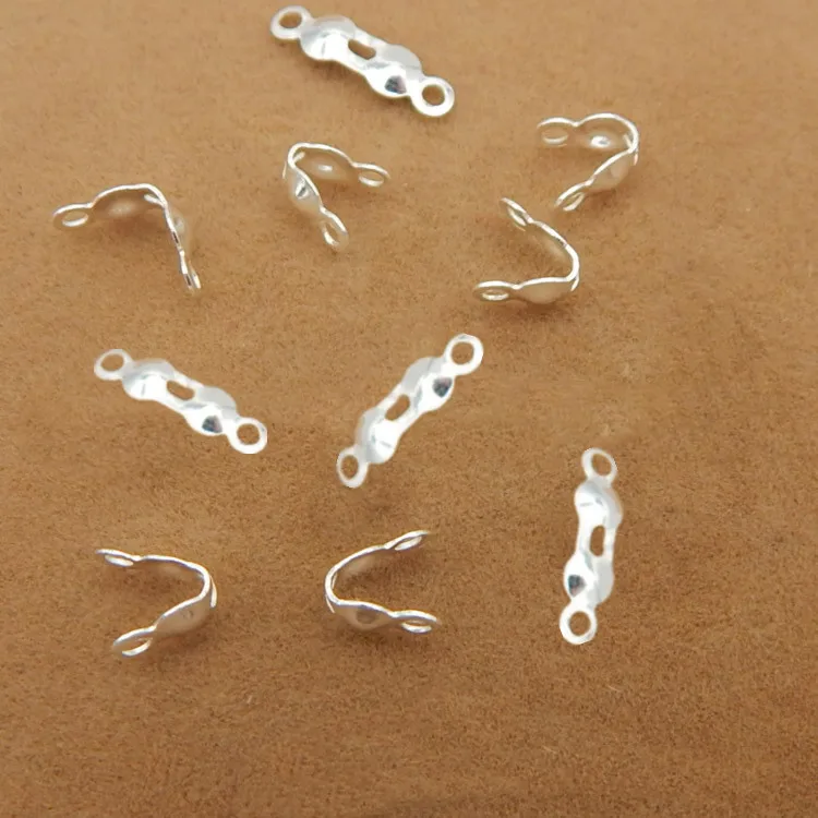 100pcs Connector Clasp Fitting 4mm Ball Chain Calotte End Crimps Beads ...