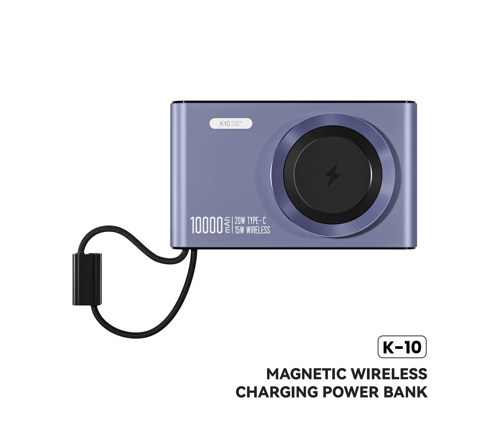 KUANGXIANG 10000mAh Camera-Style Power Bank with Wireless Charger ...