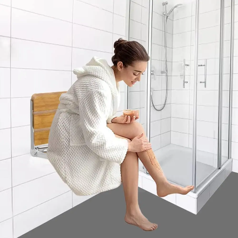 Modern Designed Wooden Folding Wall Mounted Shower Seat Hospital Bath ...