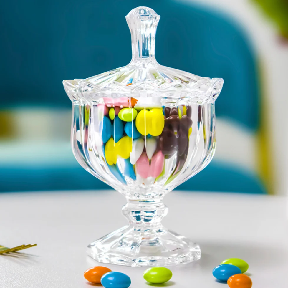Glass Candy Pot with Lid Crystal Glass Sugar Bowl- glassware date ...