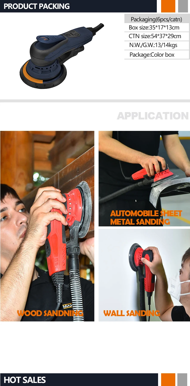 6inch 150mm Power Sander Electric Orbital Sander Central Vacuum ...