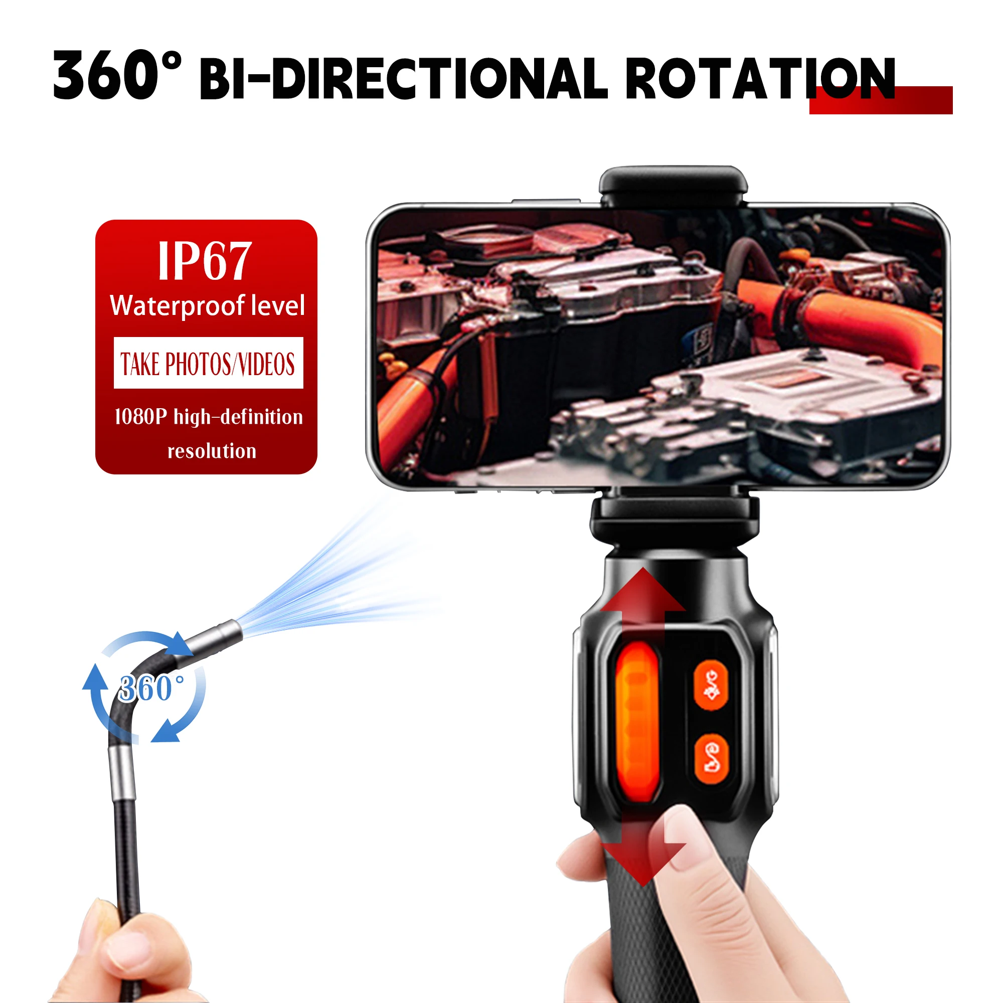 Mini Analog Camera Industrial Endoscope Wide-Angle Snake Borescope IP67 ...