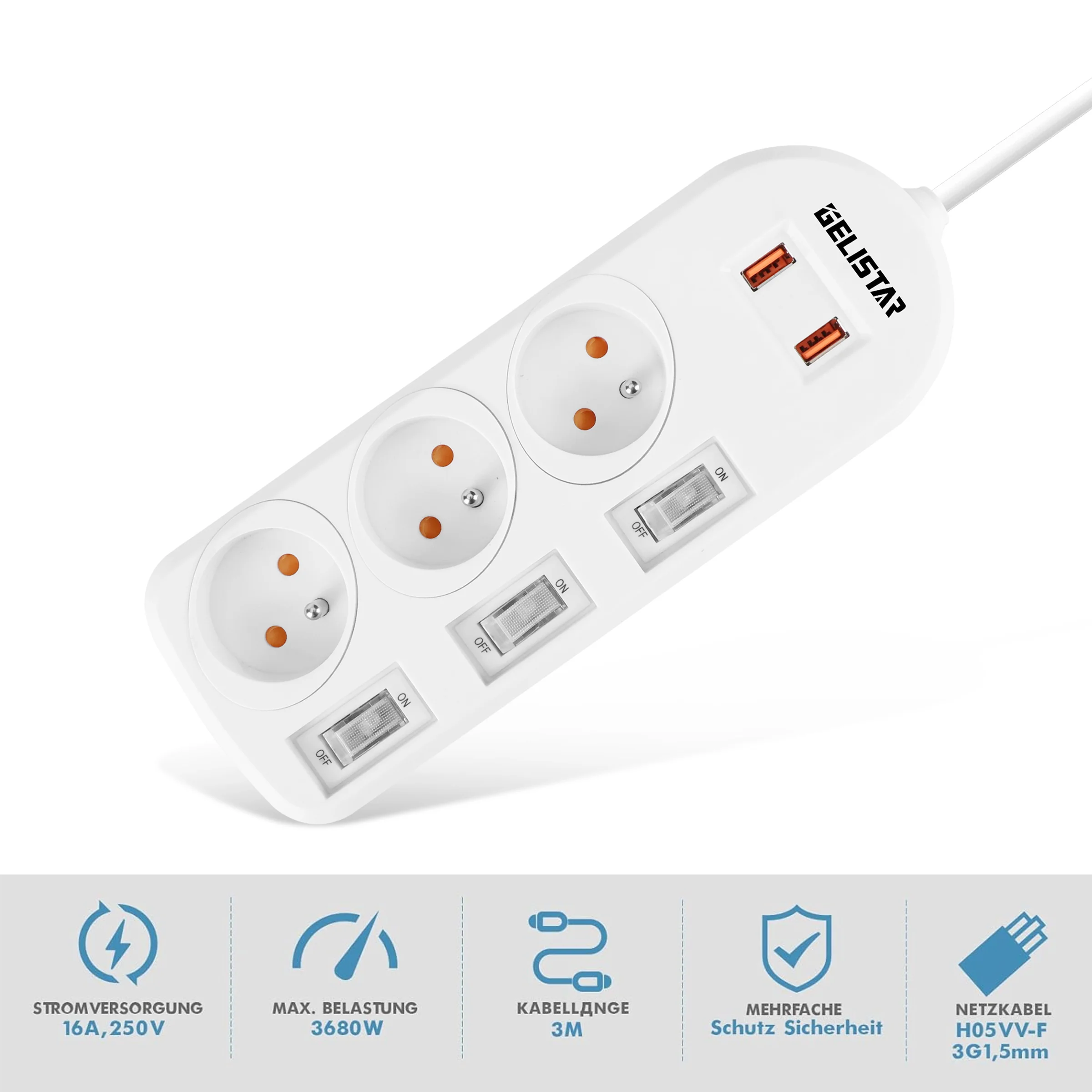 French Power Socket 3 Ways with 2 USB Individual Switch| Alibaba.com