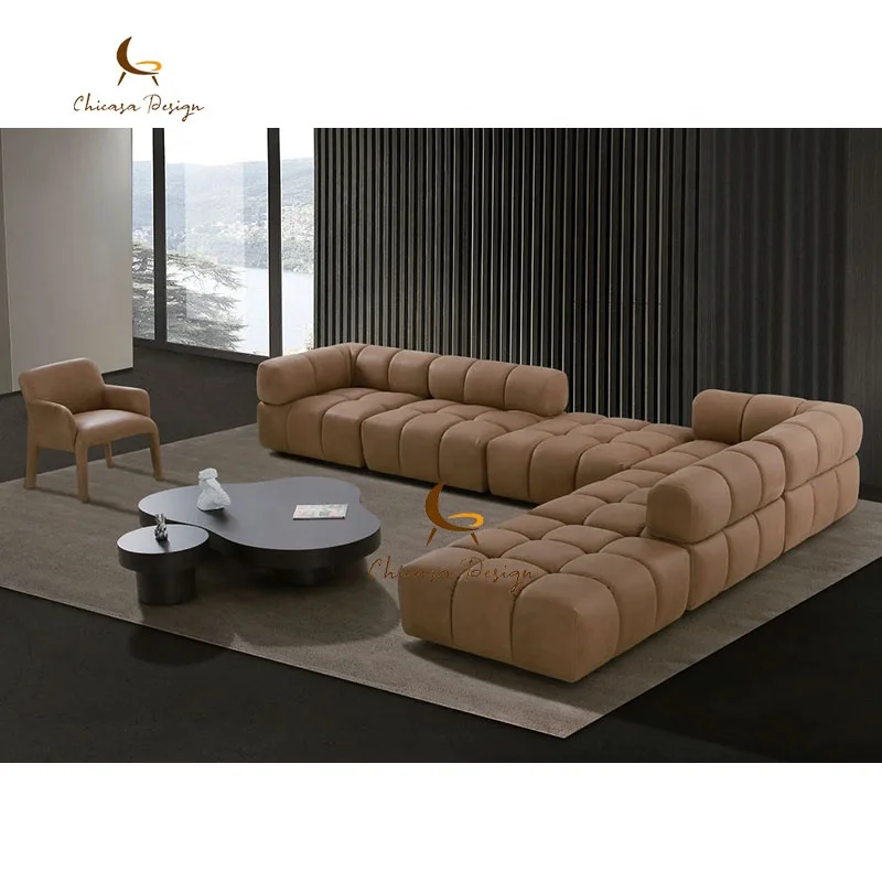 Modern Living Room Furniture Leather I Shape Sofa Sectional Sofa Couch ...