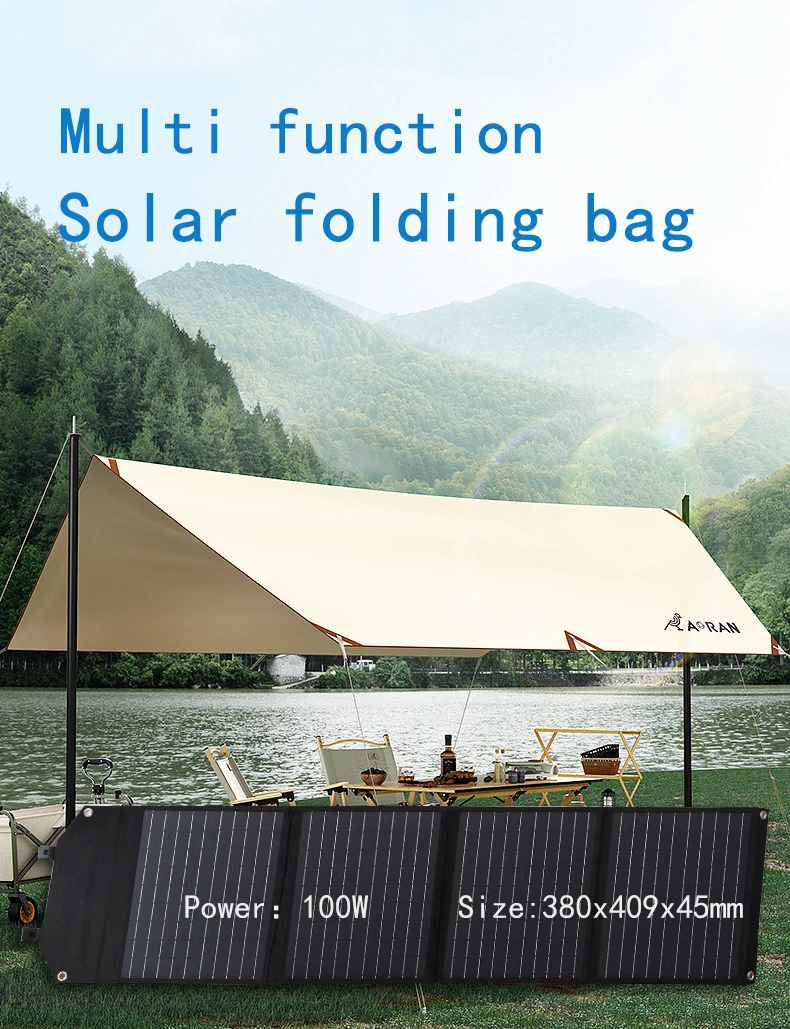 Black Flexible Portable 100w Solar Folding Bags For Laptop Charger ...