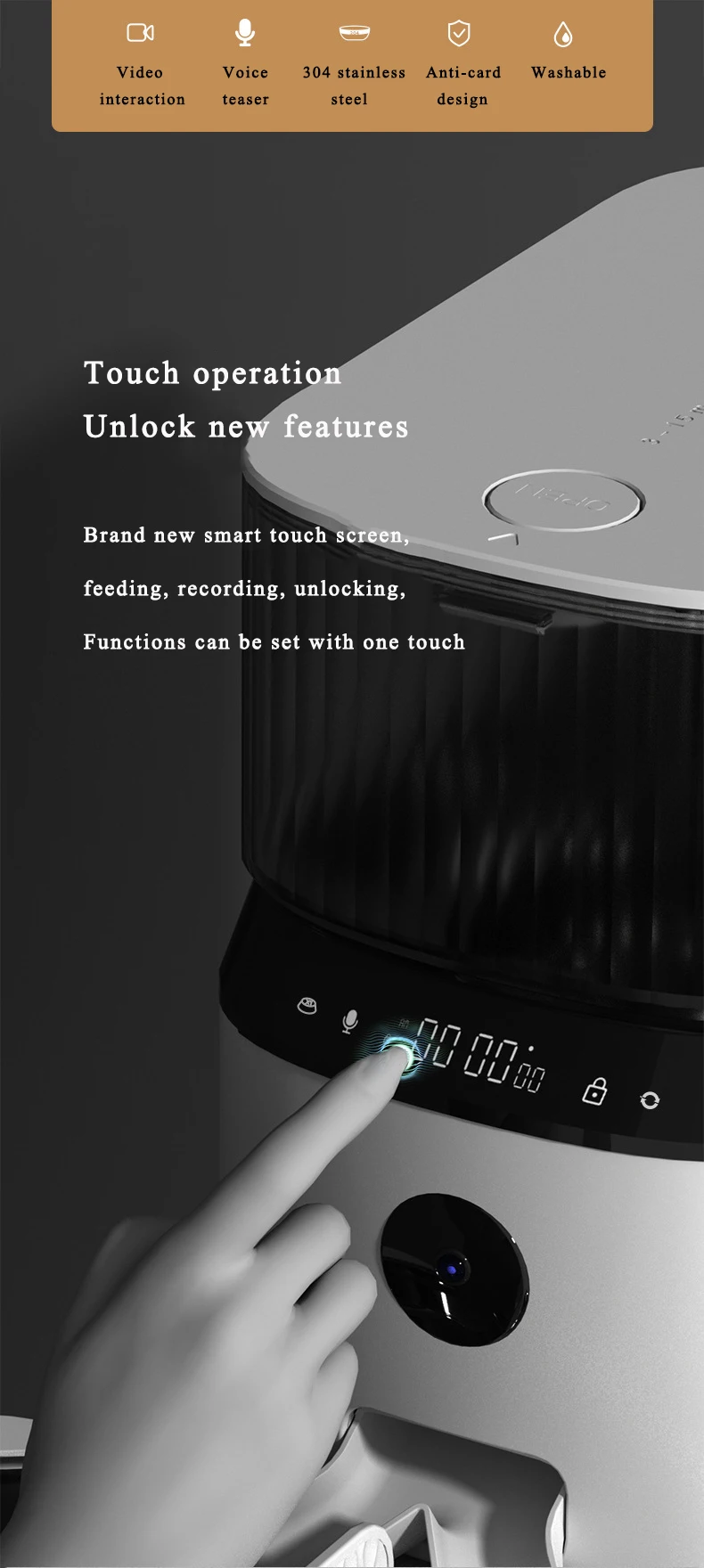 Custom Logo Automatic Pet Feeder With Camera Tuya Cat Feeders 5l Food ...