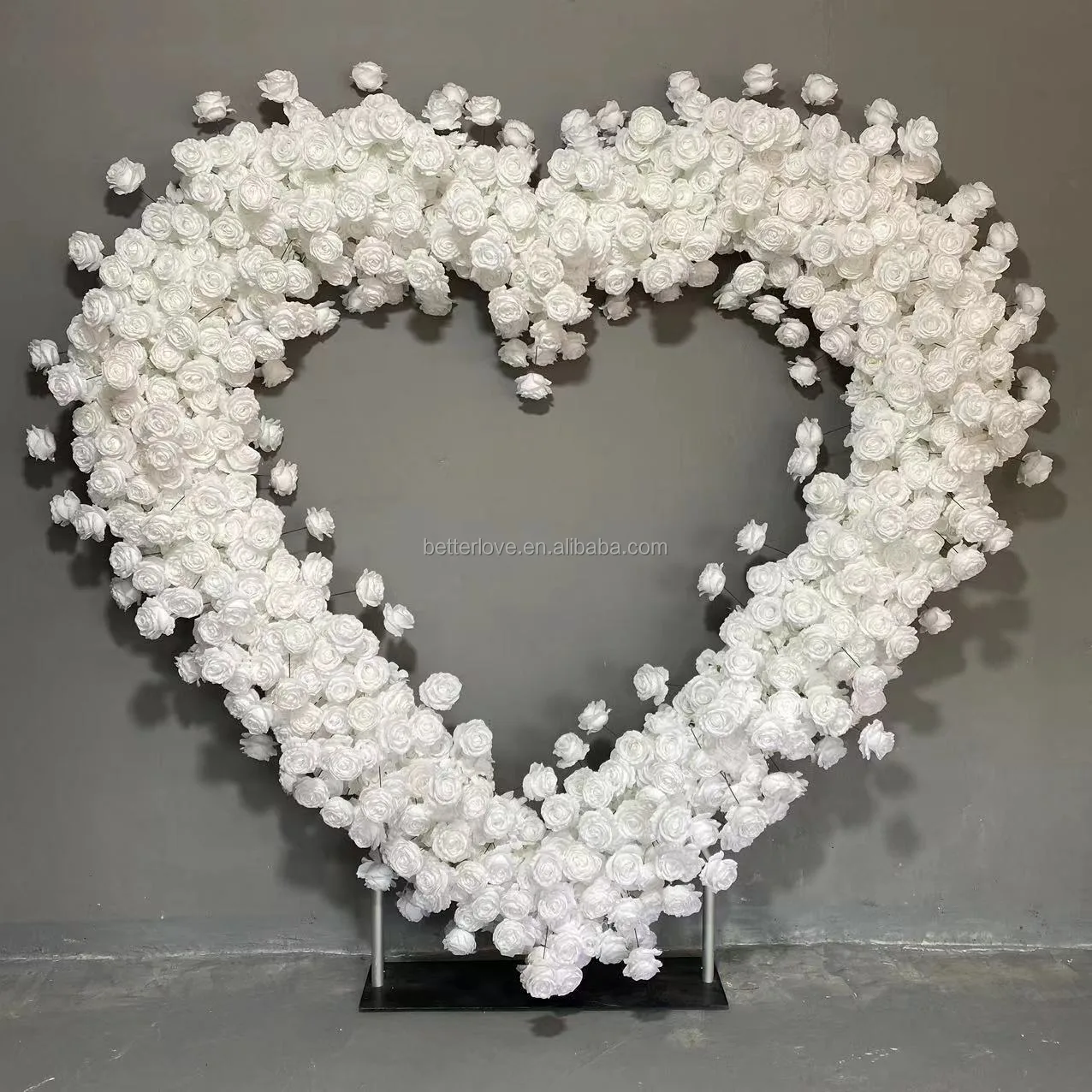 Betterlove Artificial Silk White Flower Arch Rose Heart Shaped Stand ...