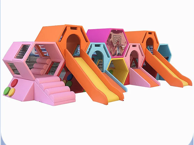 Rainbow Honeycomb Soft Climb And Slide Combo Set Bee Hive Daycare Maze ...