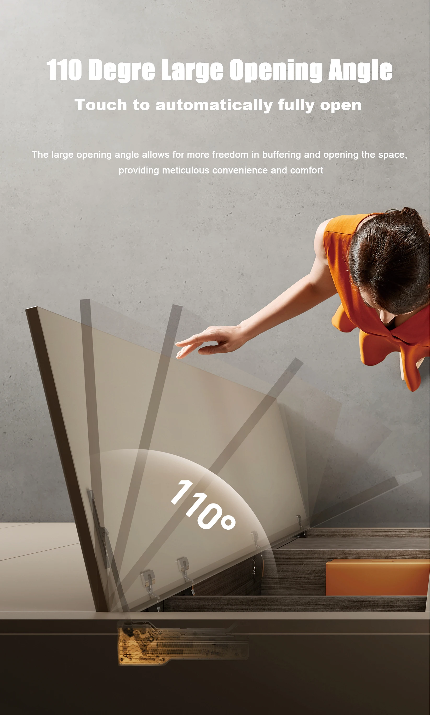 Roeasy One Touch to Open Door System Push to Automatic Opening 110 Degree Open Angle Cabinet ...